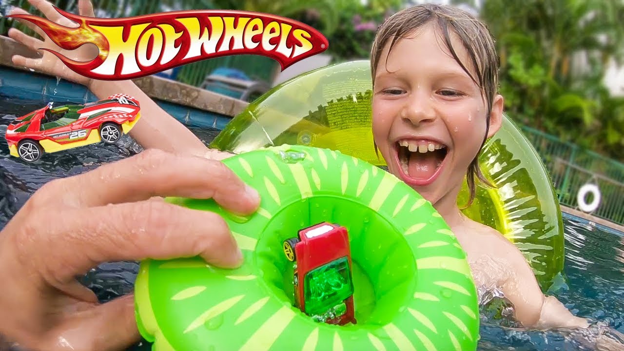 Hot Wheels Cars Pool Floaty Trick Shots! - YouTube