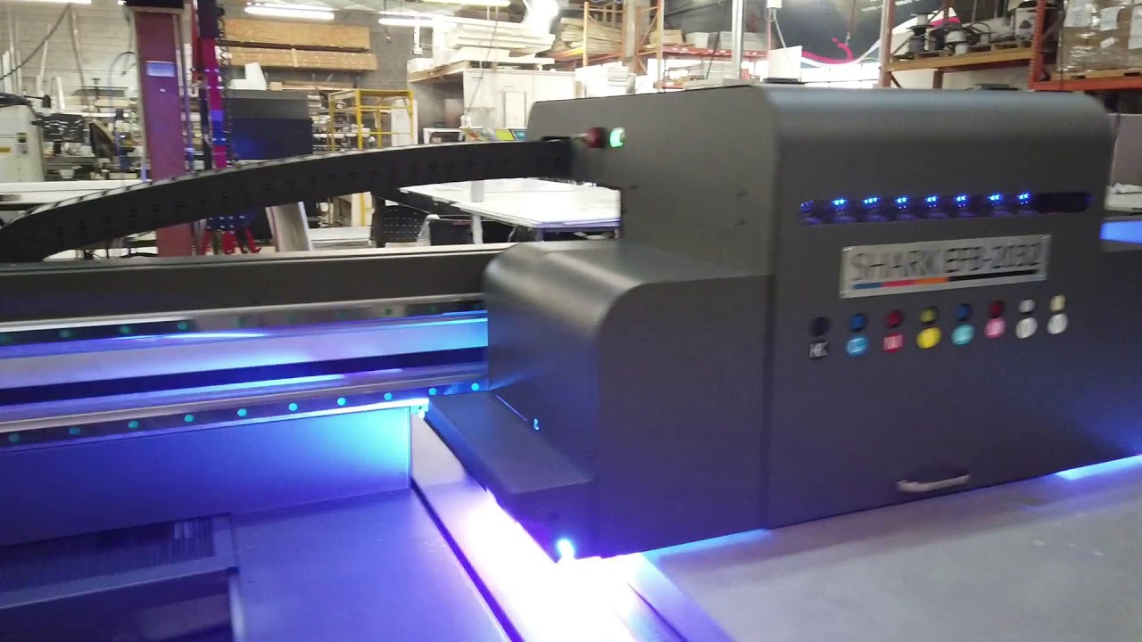 Time Lapse Stratojet Shark Printing Directly to 8ft Folding Table - YouTube