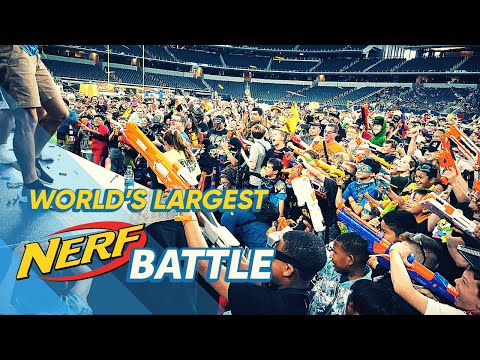 WORLD'S LARGEST NERF WAR! Jared's Epic Nerf Battle 4 / Meet Dude Perfect / Fortnite IRL