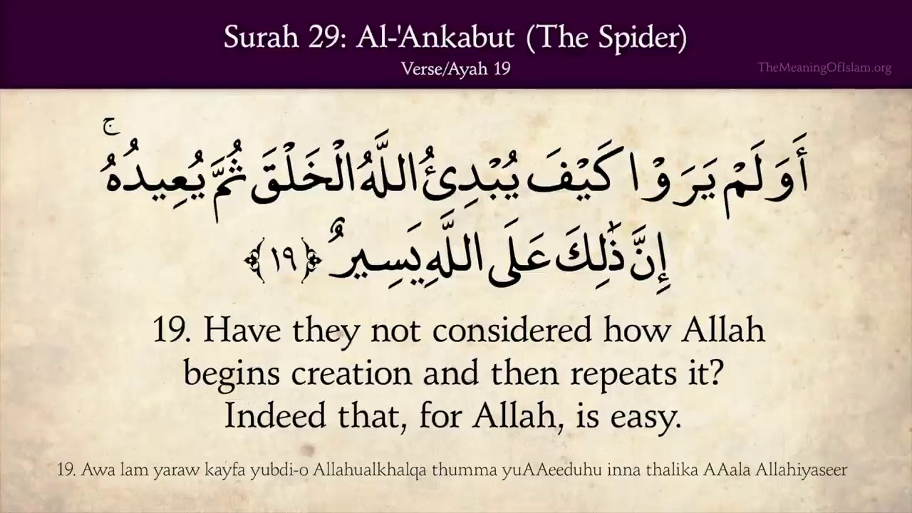 Quran 29 Surah Al Ankabut The Spider Arabic and English translation