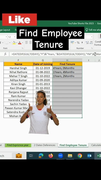 Find Employee Tenure in Microsoft Excel | Excel Tips | Excel Tricks | Excel Shorts #shorts # ...