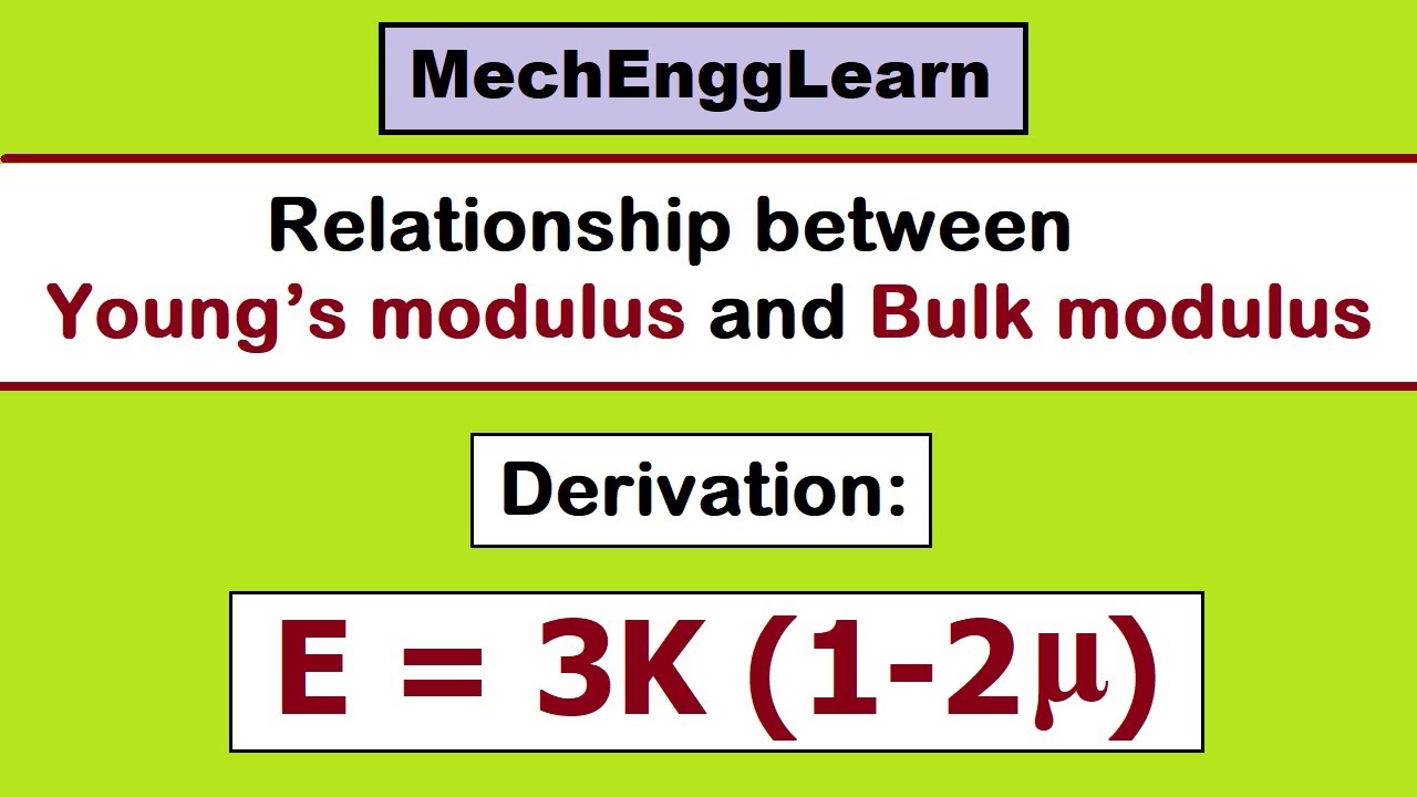 Relationship Between Young s Modulus And Bulk Modulus YouTube