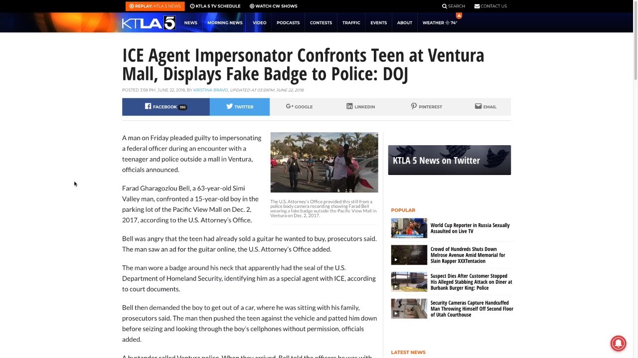 ICE Agent Impersonator Confronts Teen at Ventura Mall - YouTube