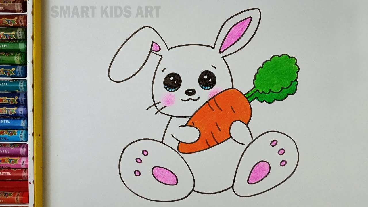How to Draw a Rabbit With Carrot | Bunny with Carrot Drawing | Rabbit ...