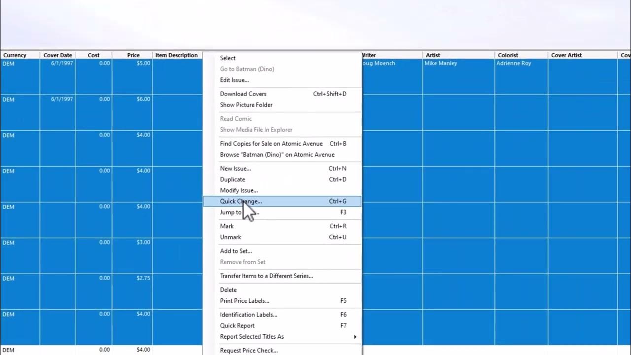 Change Multiple Fields at Once with ComicBase 2025 - YouTube