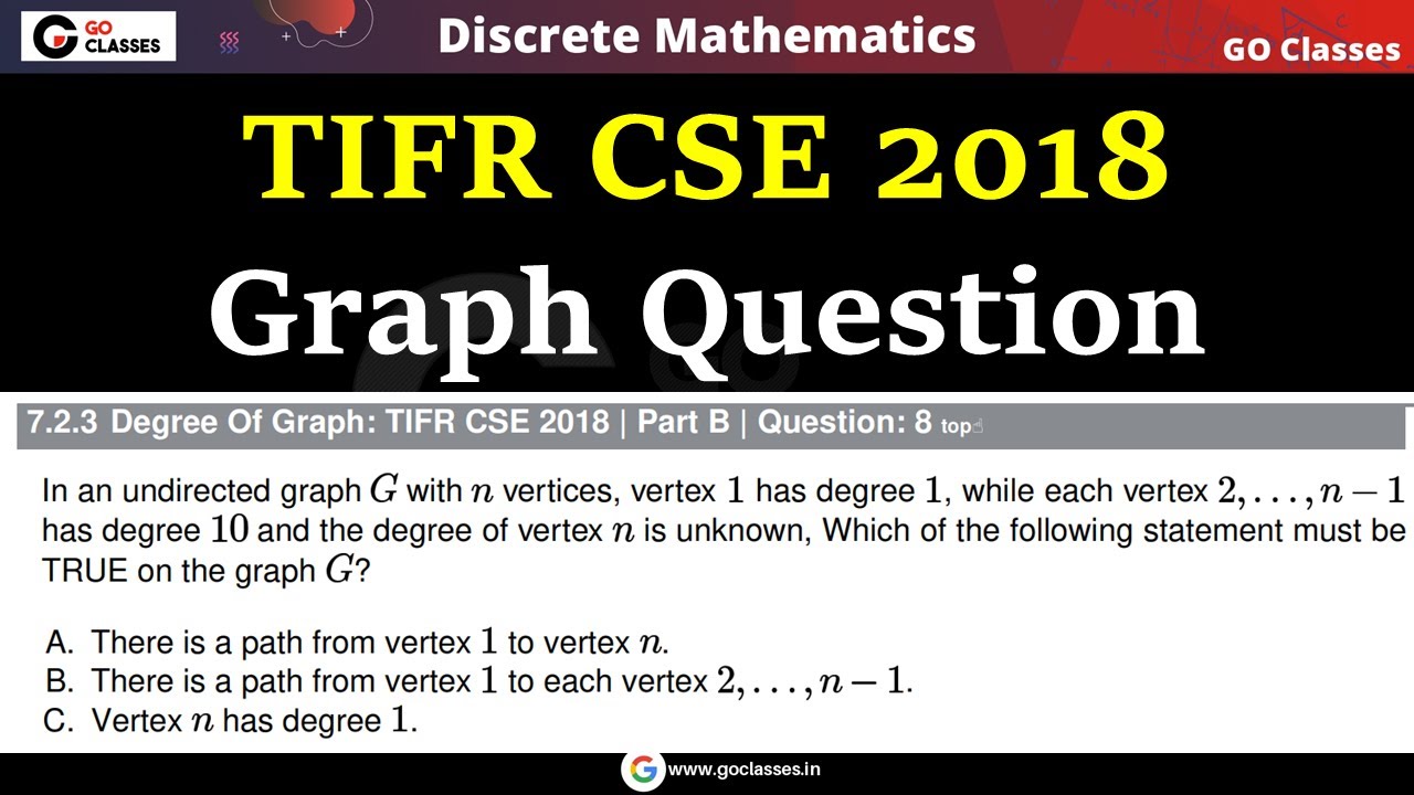 Tifr Cse 2018 Graph Degree Question Graph Theory Discrete Mathematics Deepak Poonia