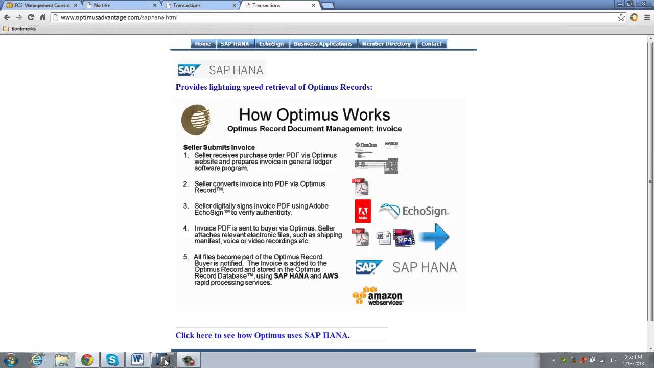 Optimus Advantage use of SAP HANA demonstration 6 minutes - YouTube