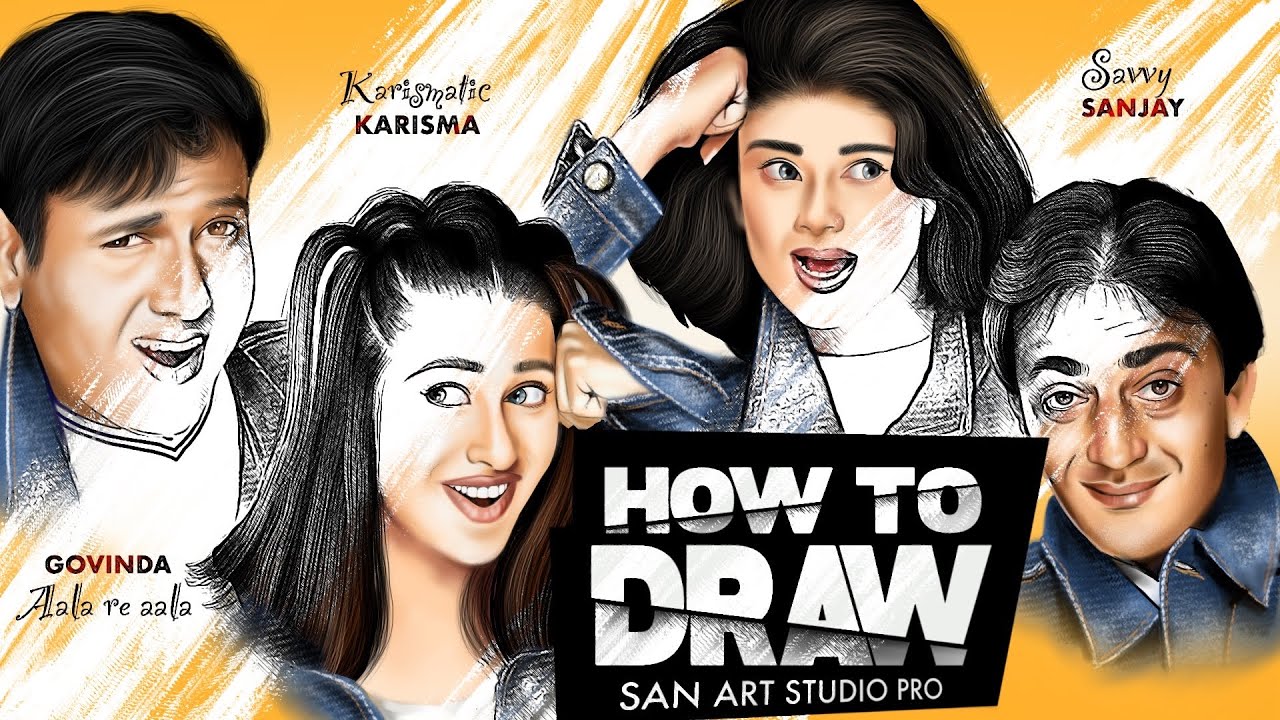 HOW TO DRAW Govinda | Sanjay Dutt | Karisma Kapoor And Pooja Batra ...