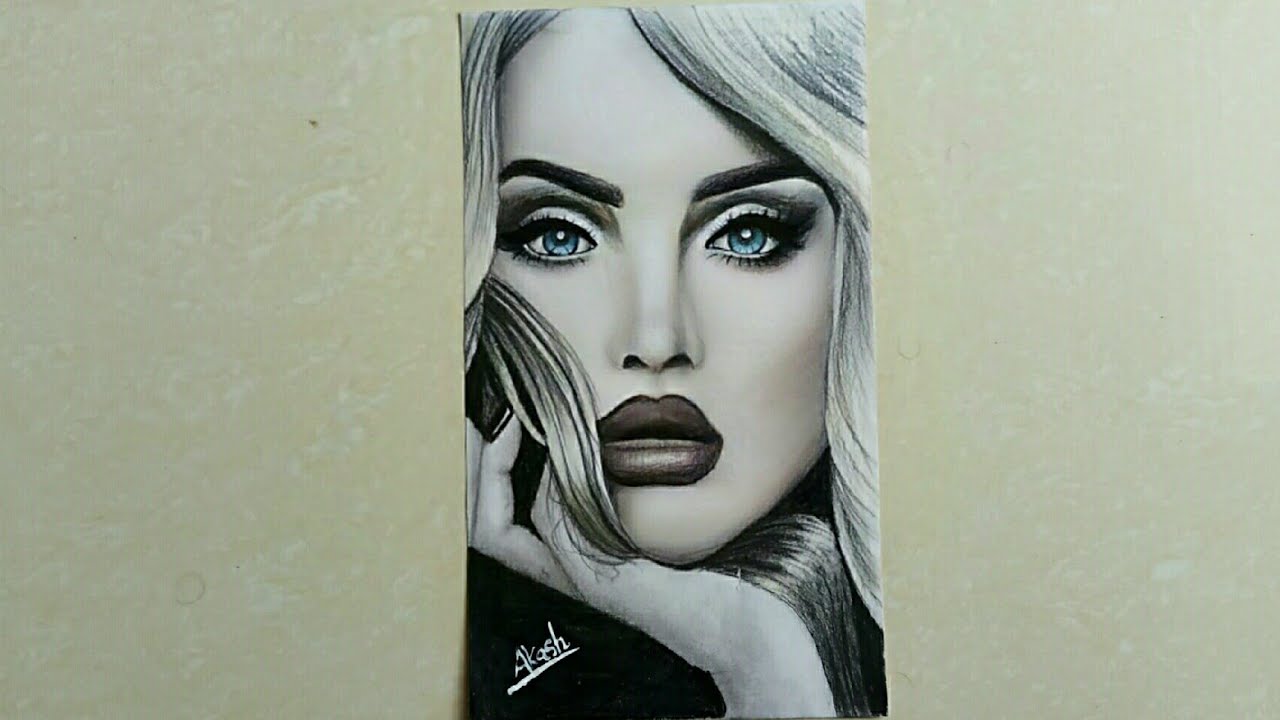 Realistic portrait drawing | pencil drawing | female face | Akash drawing - YouTube