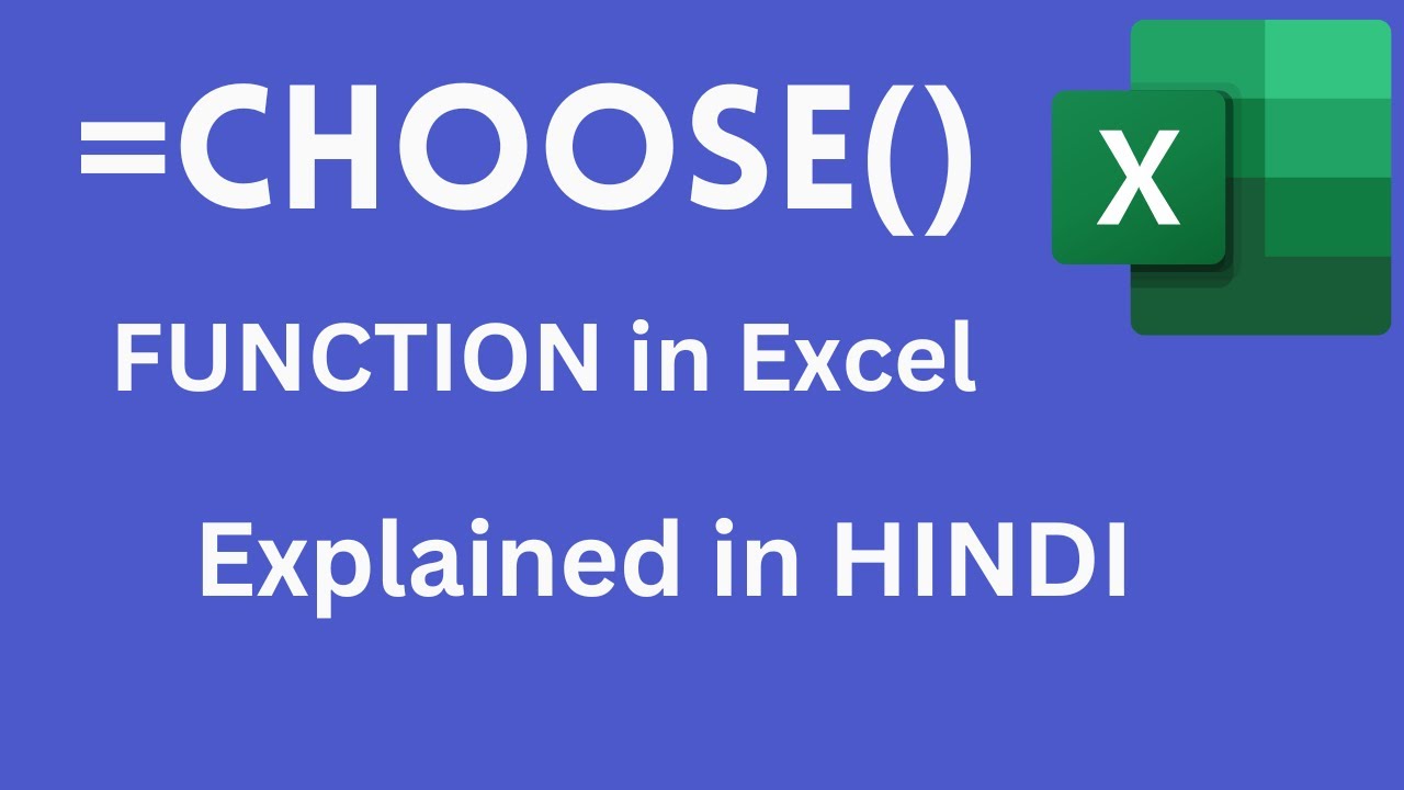 How to use Choose Function in Excel | Explained in Hindi - YouTube