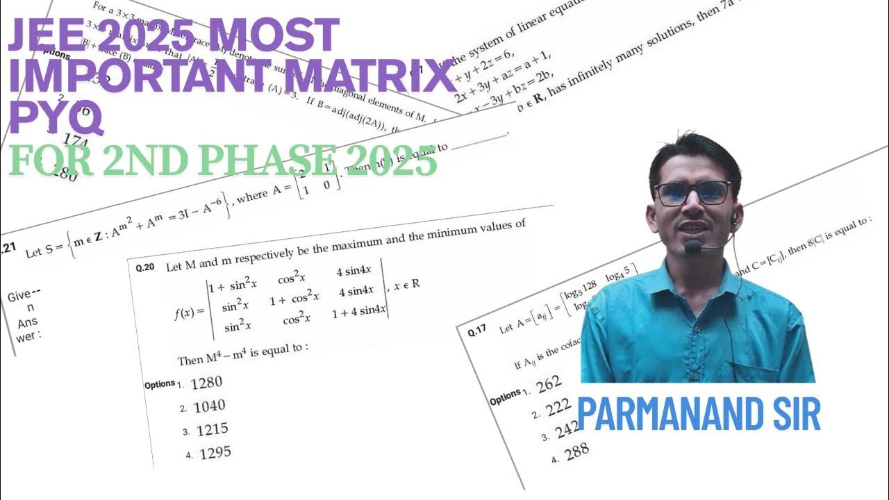 JEE Mains 2025 matrix pyq jan Mathematics: Matrix Questions by ...