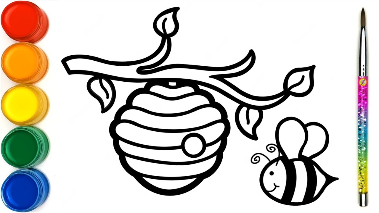 Rainbow Beehive and Cute Bee Drawing and Coloring Videos / Kids Video ...