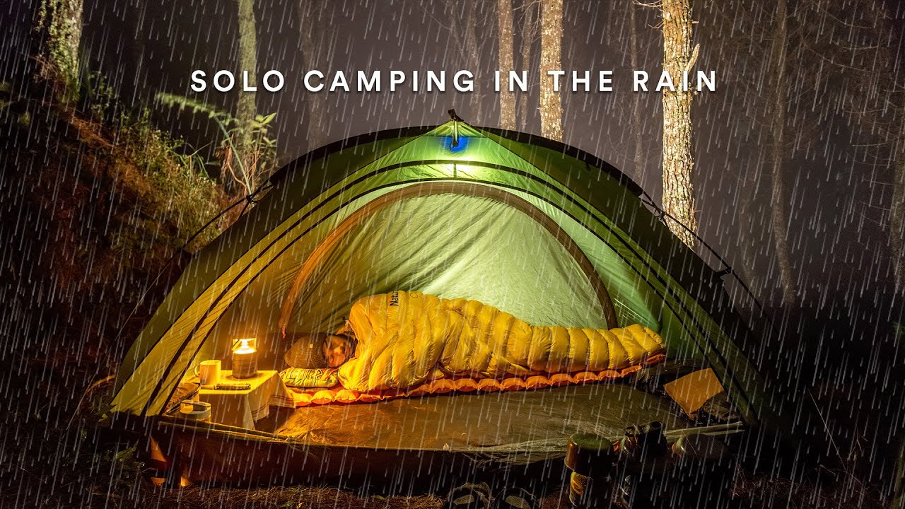 Solo Camping: Rainy Night, Relaxing and Sleeping with The Sound of Rain ...