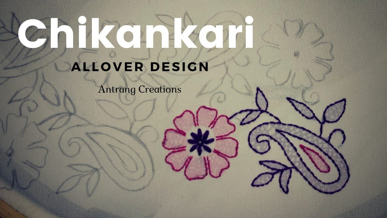 Chikankari all over design drawing | Simple chikankari design using ...