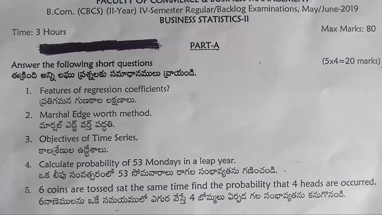 Business Statistics 4th sem paper - YouTube