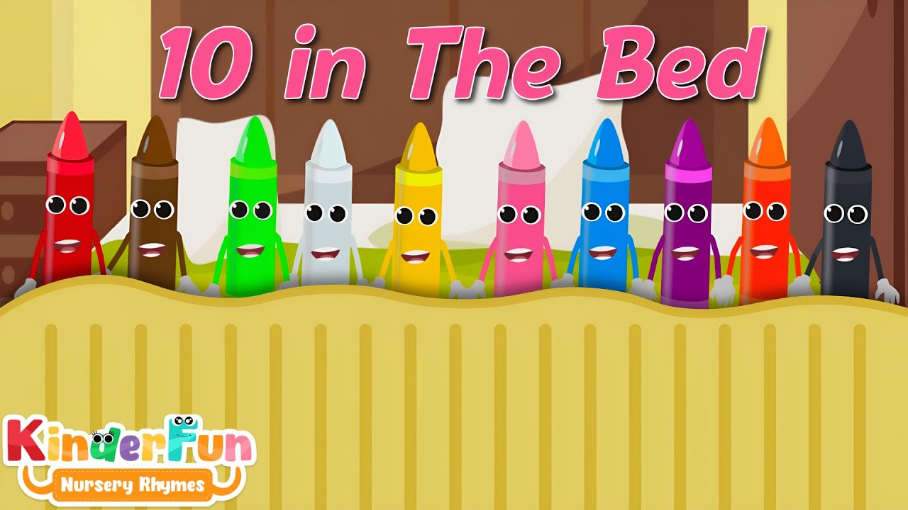 🎨 Ten in the Bed + Colorful Crayons 🖍️ | Fun Counting Song for Kids ...