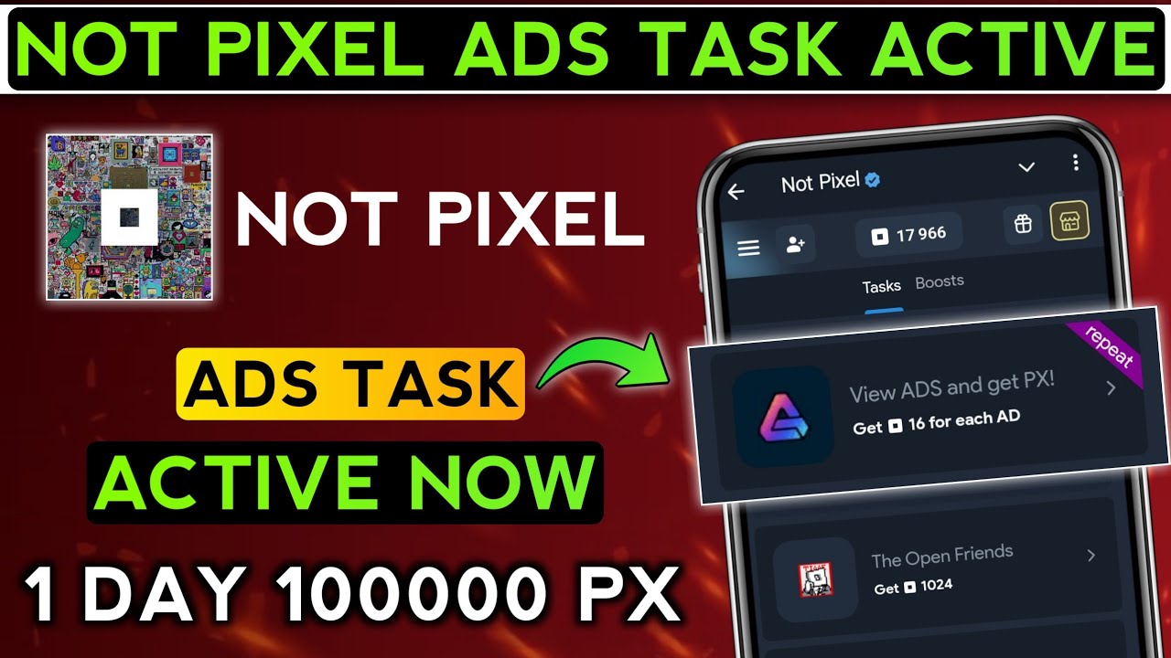 💥 Not Pixel ADS TASK ACTIVE NOW - 1 DAY 100000 PX TOKEN || 100% REAL⚡ ...