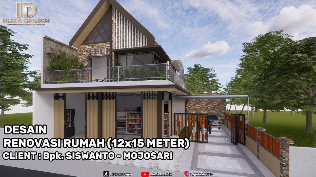 DESAIN RUMAH 12x15 METER - YouTube