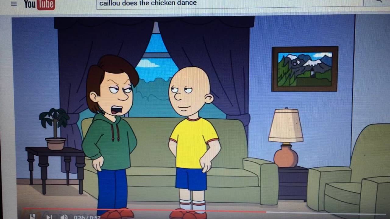 Caillou does the chicken dance and gets grounded reaction - YouTube