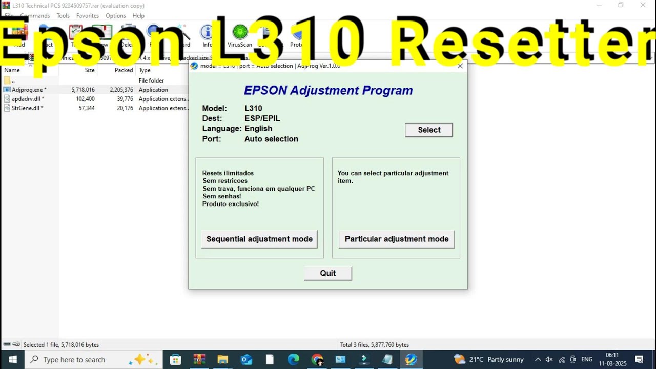 How To Reset Epson L310 || Epson L310 Resetter || Printer Reset Kaise ...