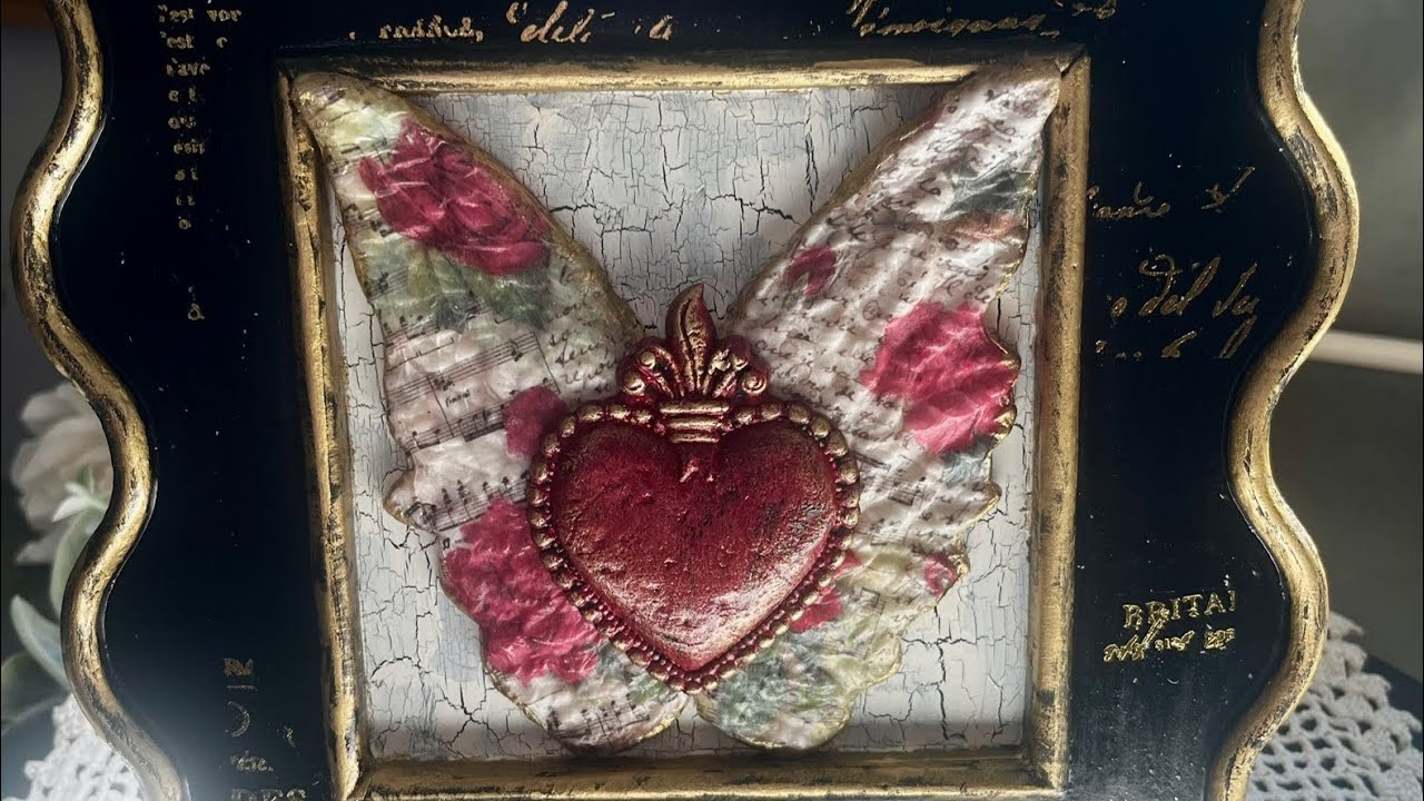 DIY frame upcycle with paints and the IOD Heraldry mould - YouTube