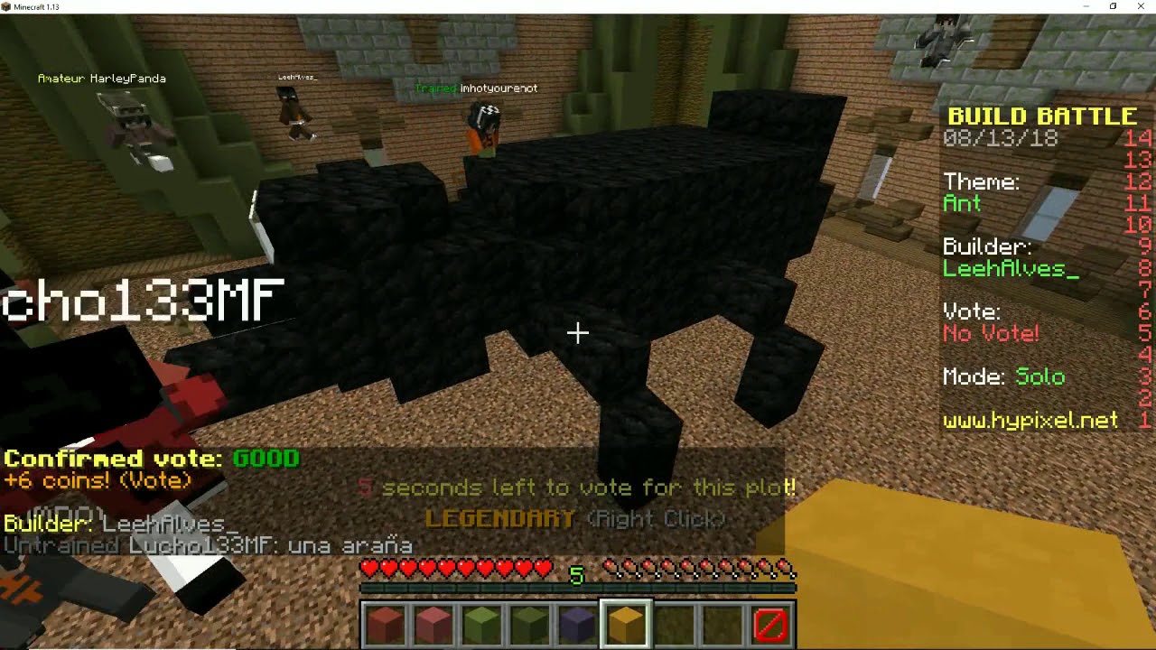 Playing the minecraft mini game build battle - YouTube