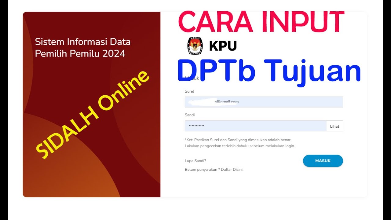 CARA INPUT DPTb TUJUAN DI SIDALIH ONLINE PEMILU 2024 - YouTube