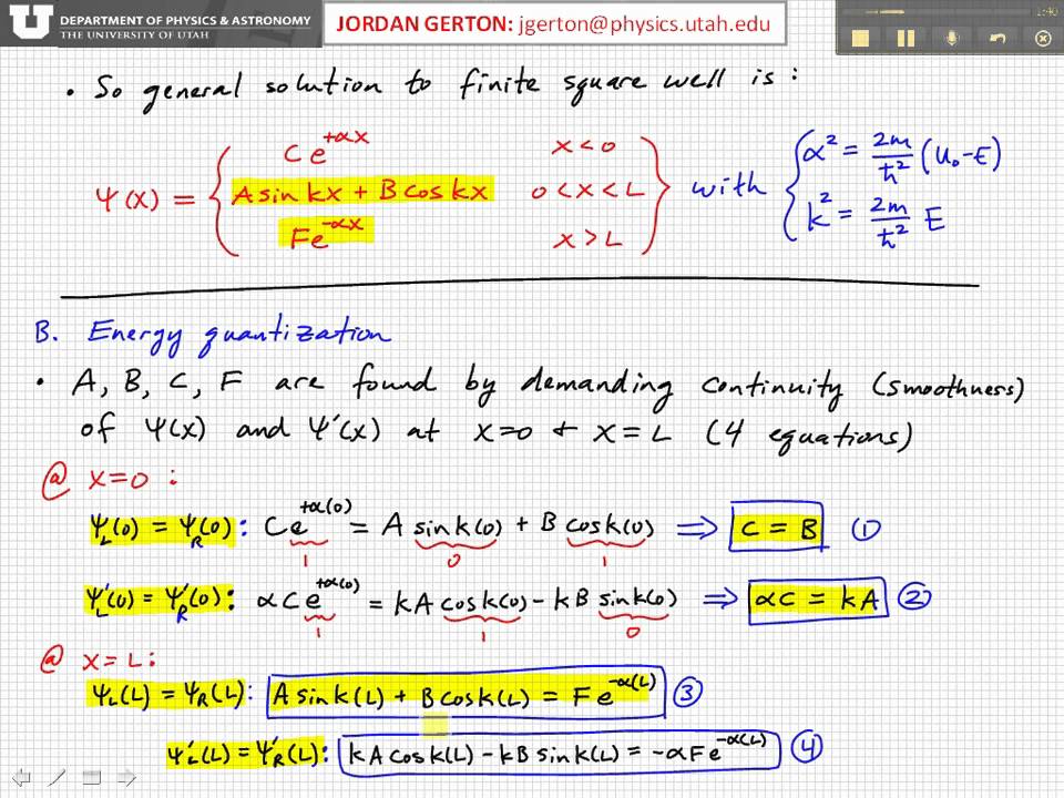 PHYS3740 Lecture26-5 Finite Potential Well - YouTube