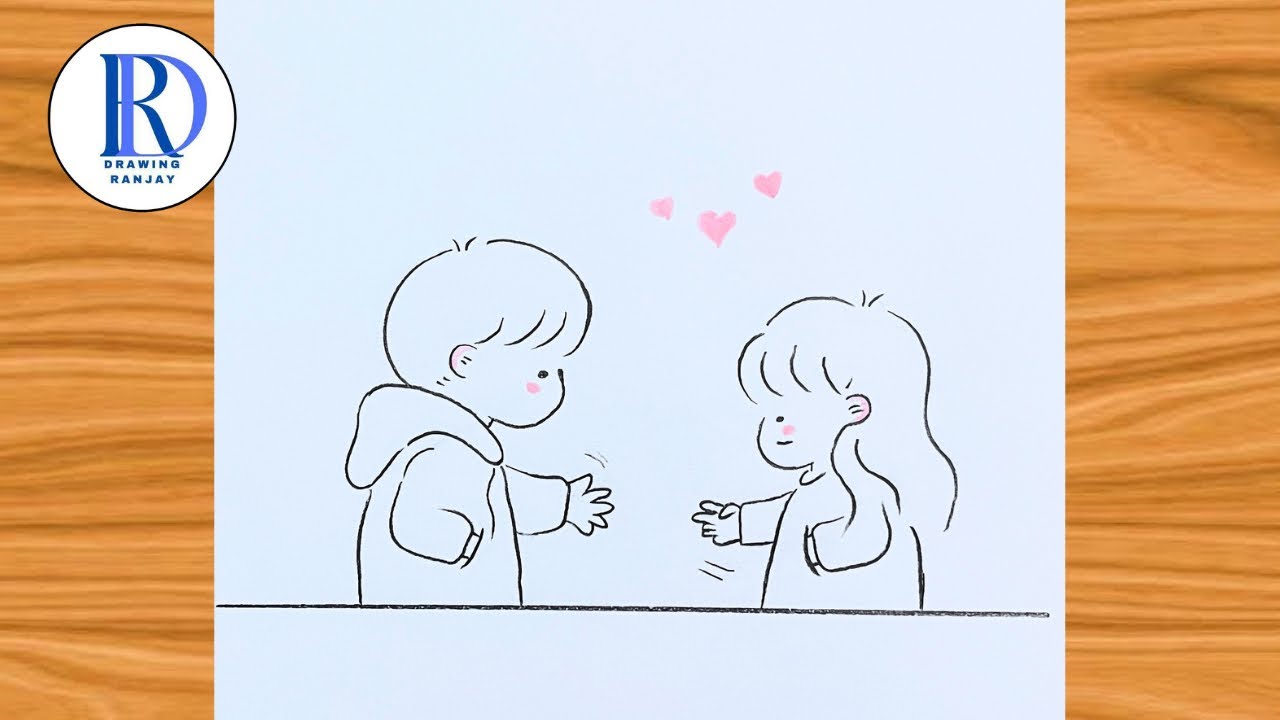 Cute Couple Drawing Easy | How To Draw Romantic Couple | Couple Video ...