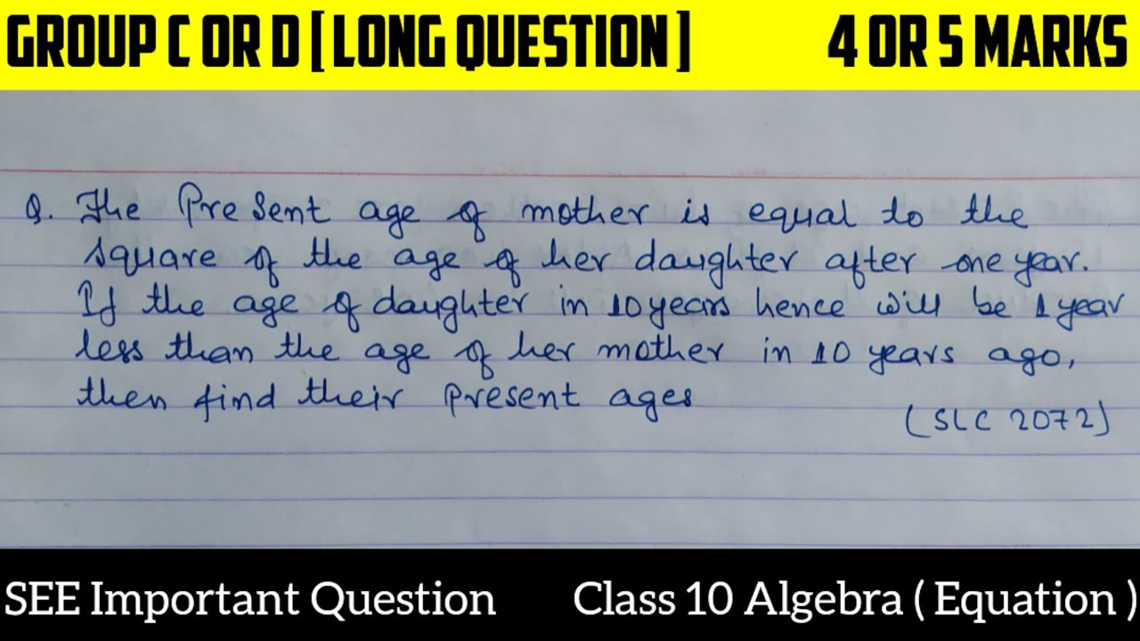 SEE 2079 c math | Class 10 math equation in nepali | Class 10 math ...