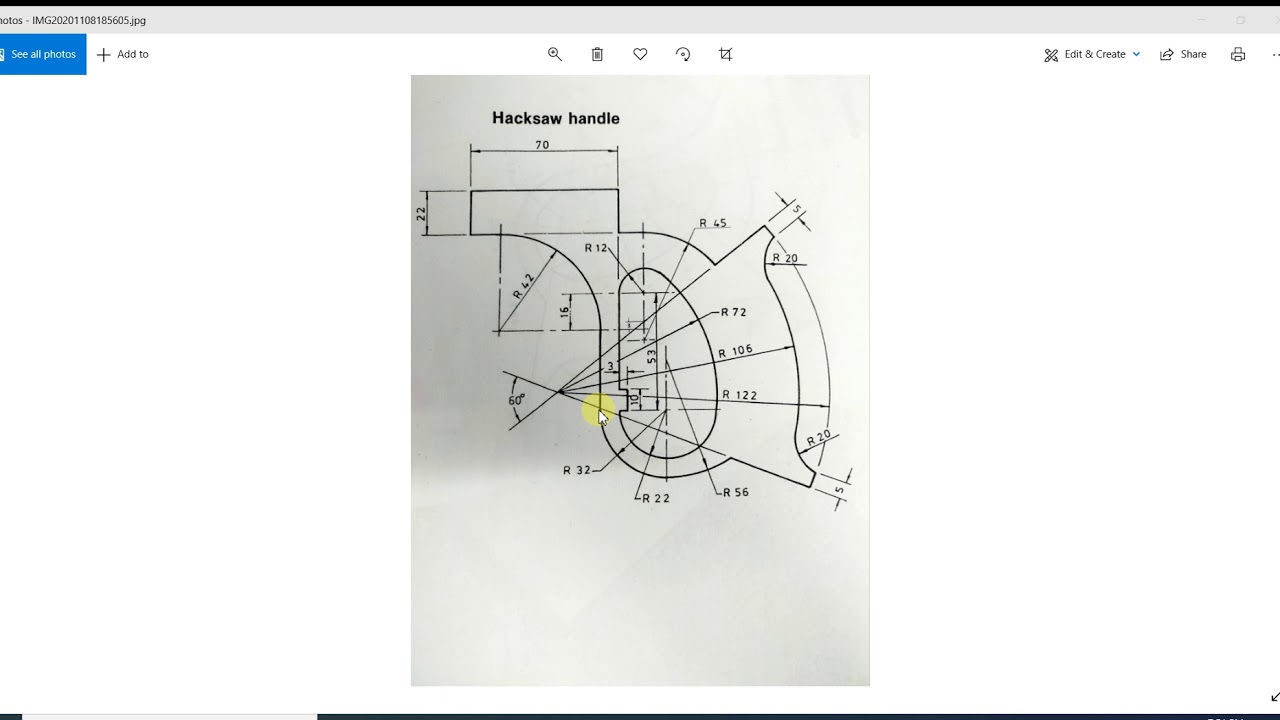 Hacksaw handle Engineering Drawing اعدادى هندسة - YouTube