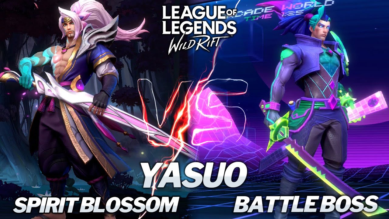 Spirit Blossom Yasuo VS Battle Boss Yasuo Skins Comparison Wild Rift ...