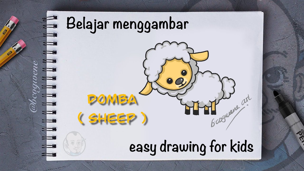 Belajar menggambar Domba / Kambing | easy drawing sheep for kids - YouTube