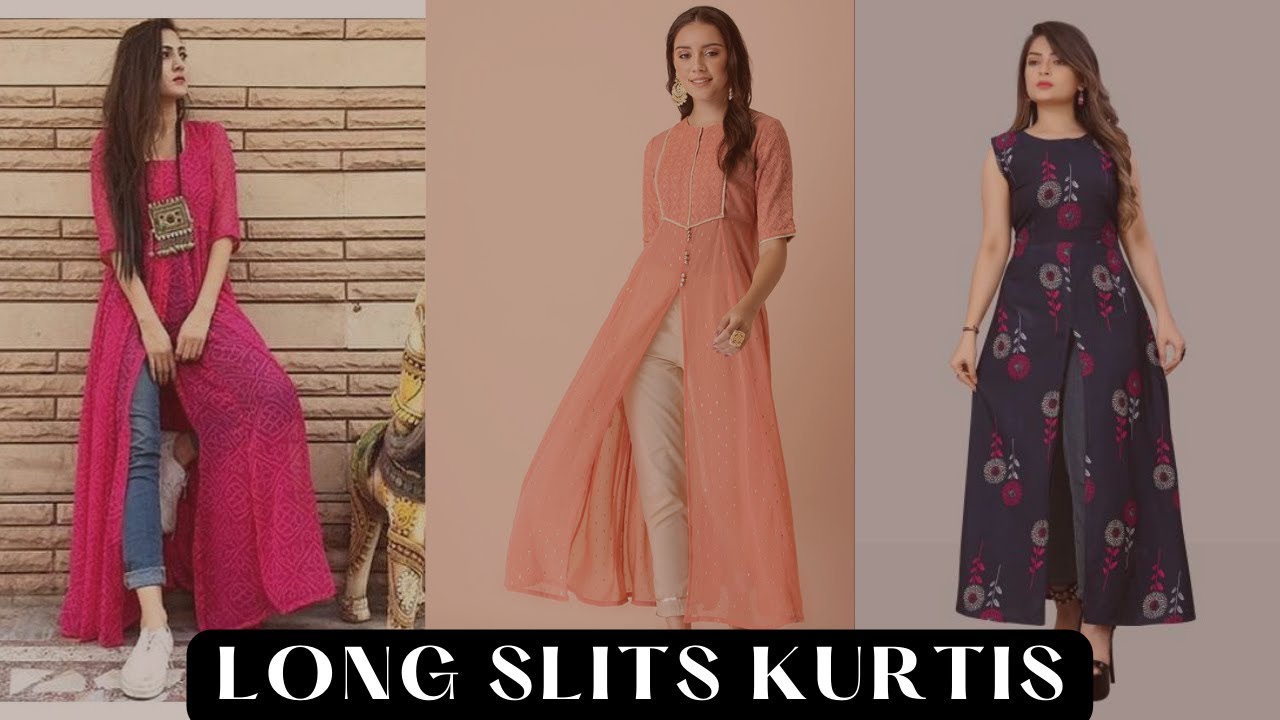 Side slits kurti#long kurti with long slits#long kurti designs - YouTube