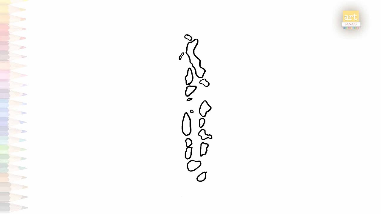 Maldives map drawing easy | Art tutorial | How to draw Maldives map ...