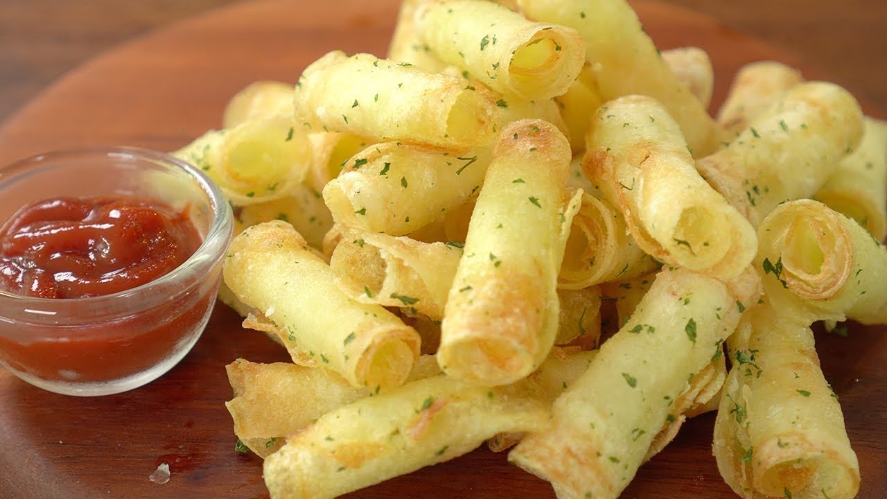 Double Crispy Fried Potatoes | Potato Roll Chips Potato Snacks - YouTube