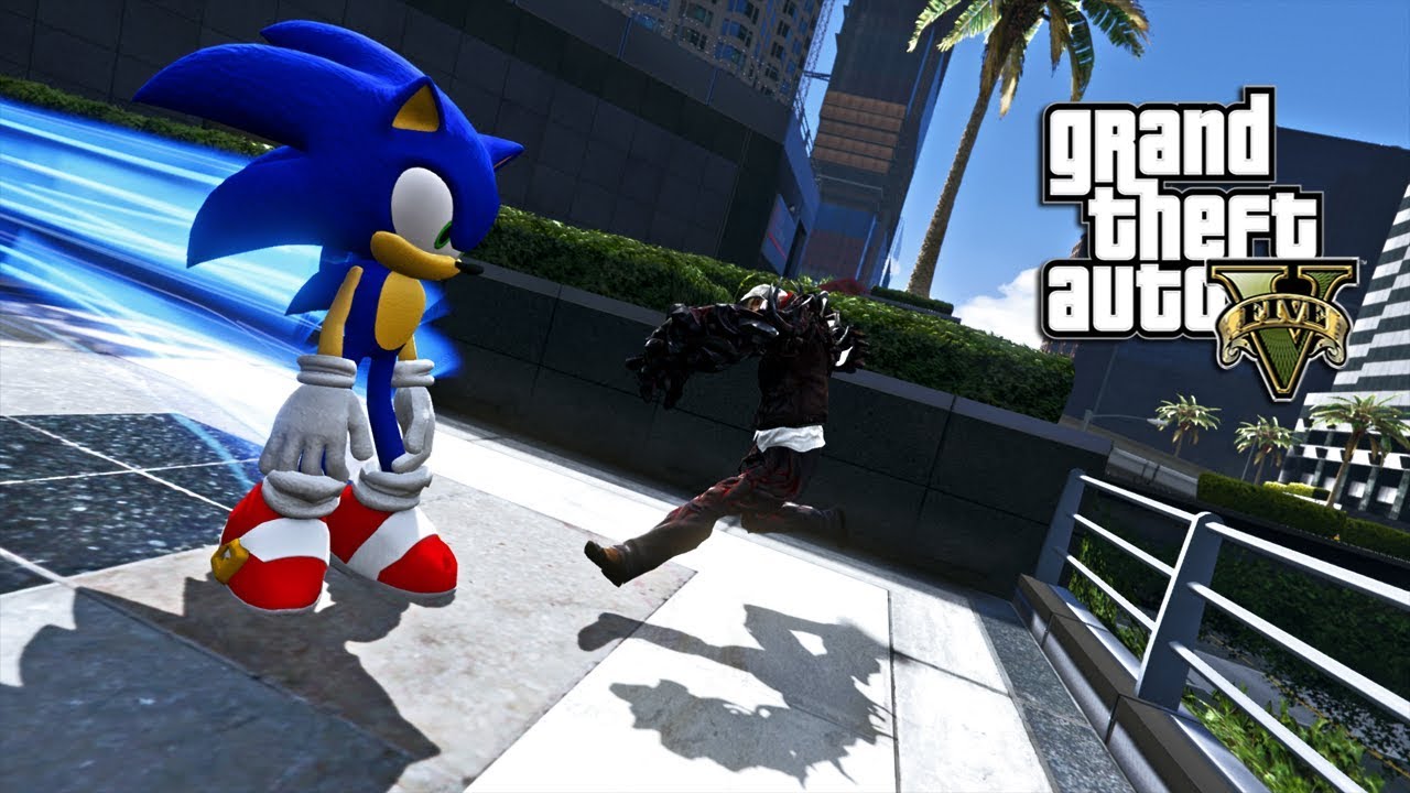 GTA 5 - SONIC THE HEDGEHOG VS ALEX MERCER (GTA 5 PC MODS) - YouTube