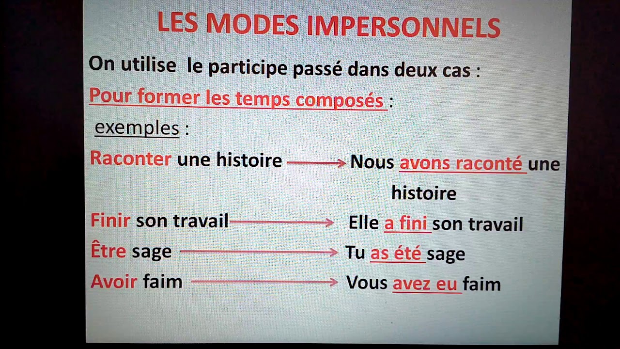 Les modes impersonnels en français - YouTube