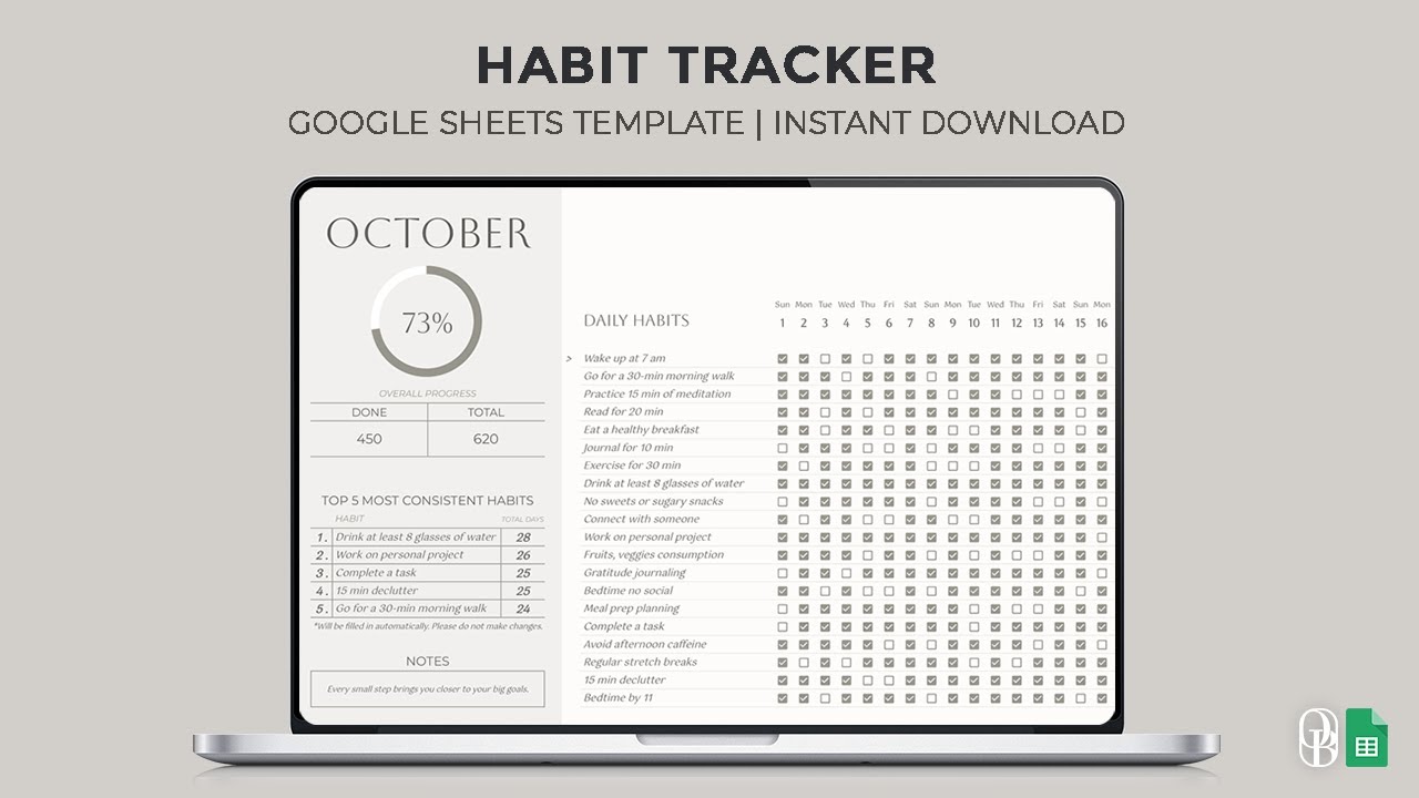 Habit Tracker - Google Sheets Template - YouTube