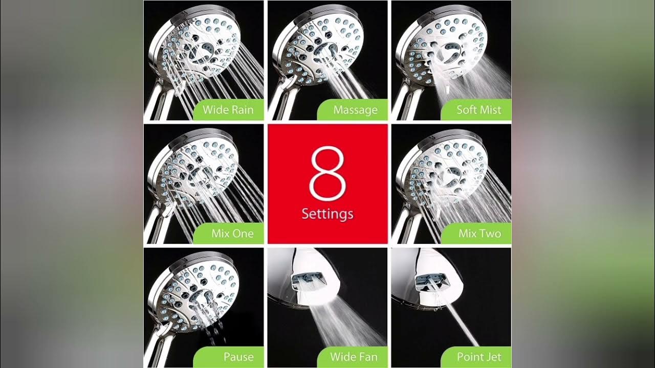 Aquacare High Pressure 8 Mode Handheld Shower Head Youtube