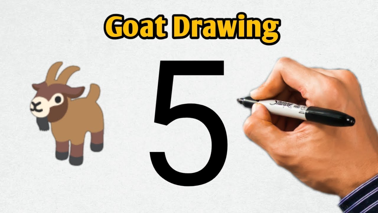 Drawing Goat🐐 From 5 | बकरी का चित्र सिर्फ 2 मिनट में बनाइए | How to ...
