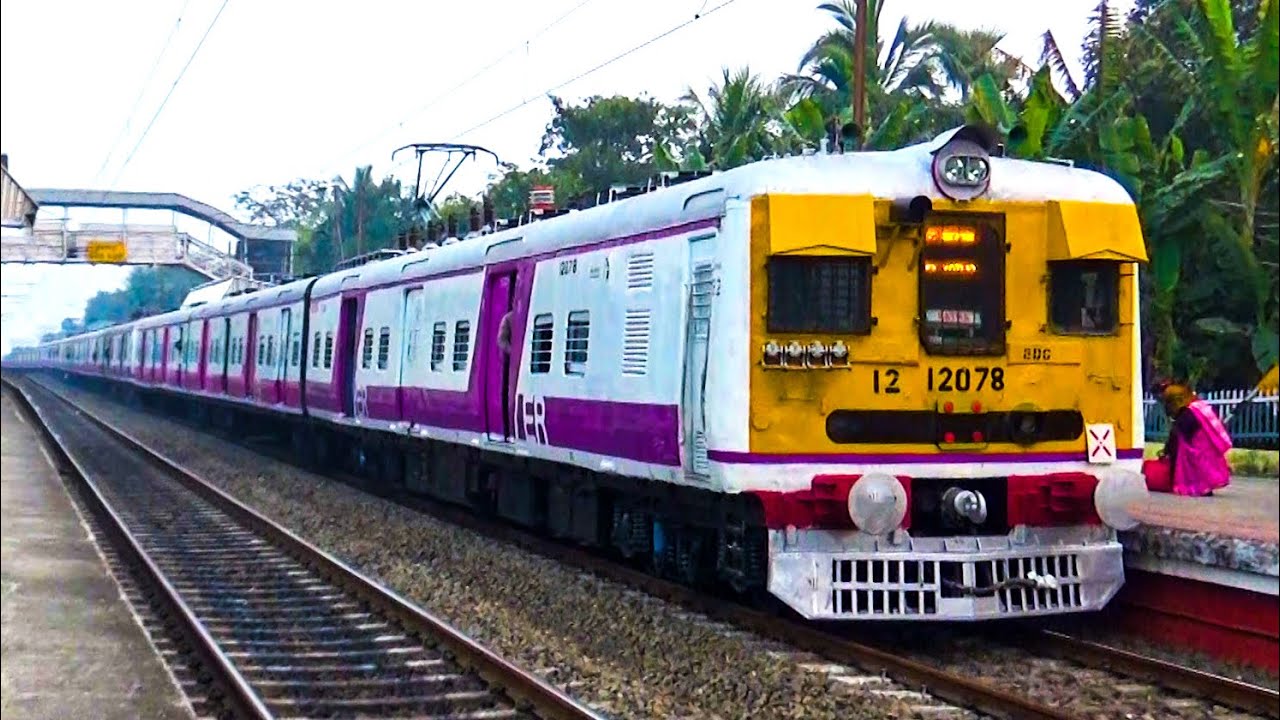 Three EMU Local Trains entered in the station one behind the other with ...