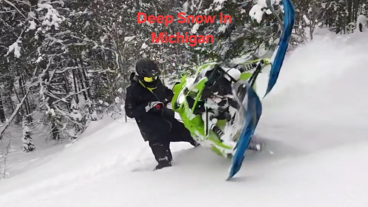 CRAZY DEEP SNOW MICHIGAN 2024///ARCTIC CAT HARDCORE M8000 - YouTube