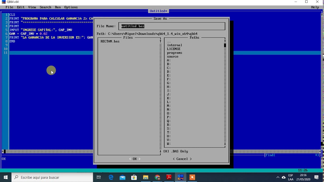 Ejercicio 1 QBASIC - YouTube