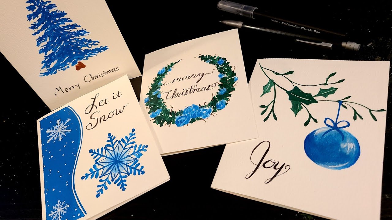 How to Paint DIY Christmas Cards! | LIVE Acrylic Painting Class - YouTube