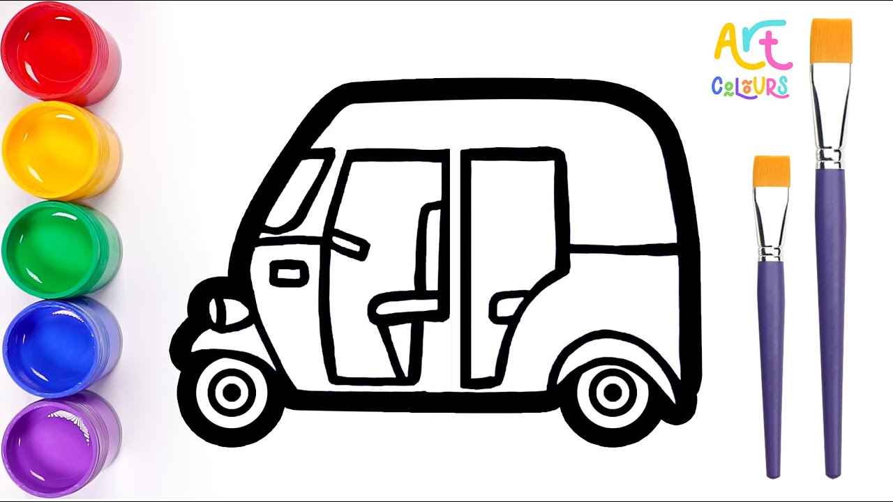 How To Draw Bajaj 🛺🛺 | Bajaj Drawing, Painting, Coloring for Kids ...