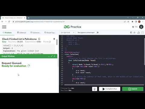 Check if Linked List is Palindrome Practice efficient Approach using Loop - YouTube