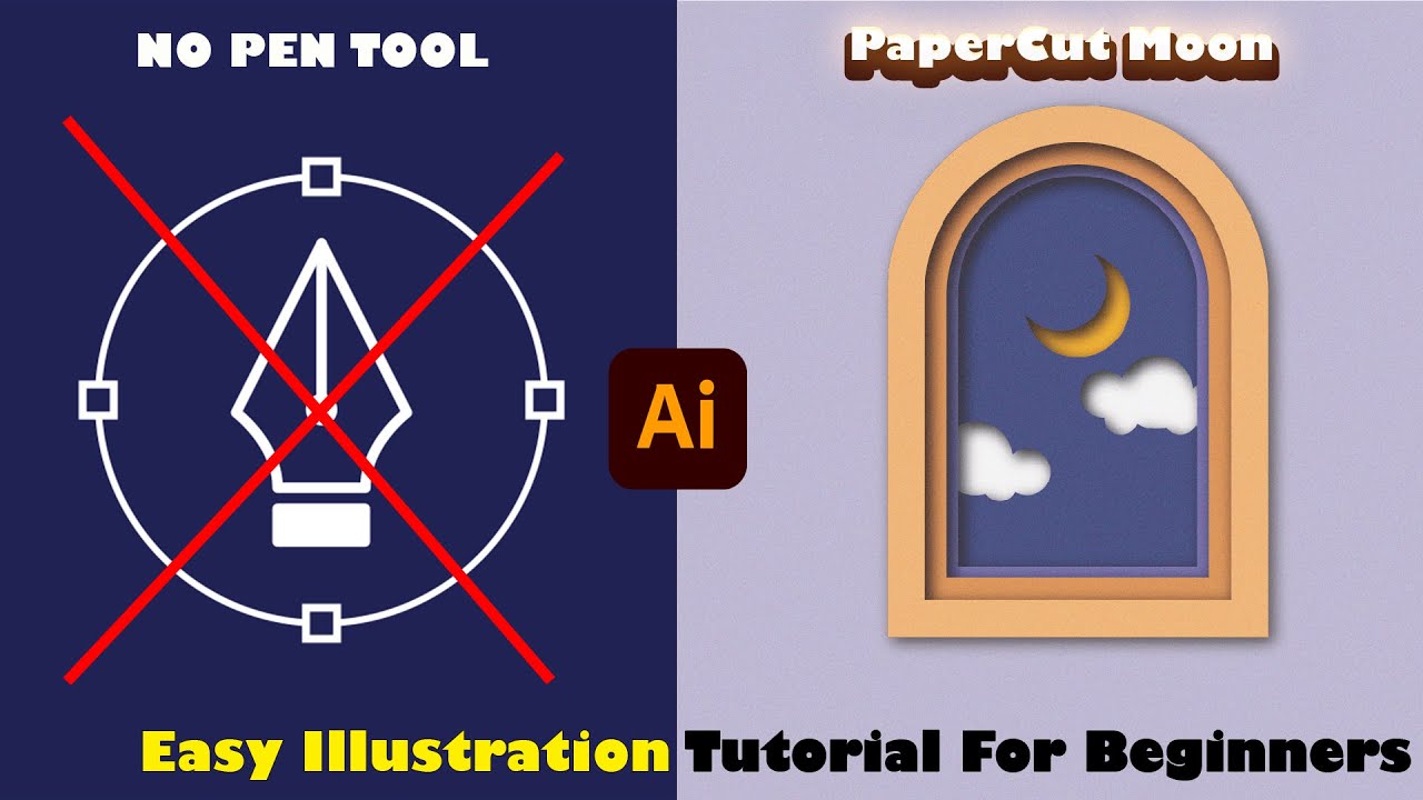 Step By Step Moon Illustrations Tutorial|PaperCut Moon|Adobe ...
