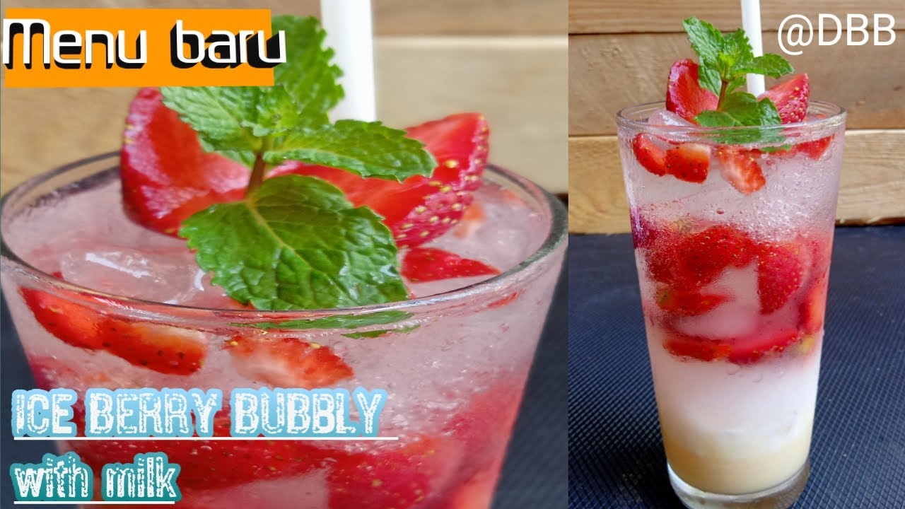 ICE BERRY BUBBLY with milk/Tutorial/Menu baru - YouTube