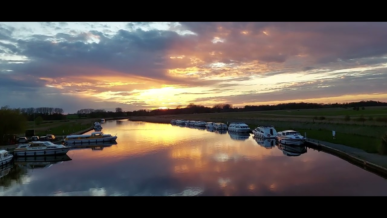 Firesky sunset over the River Bure from Acle Bridge, Norfolk Broads 13 ...